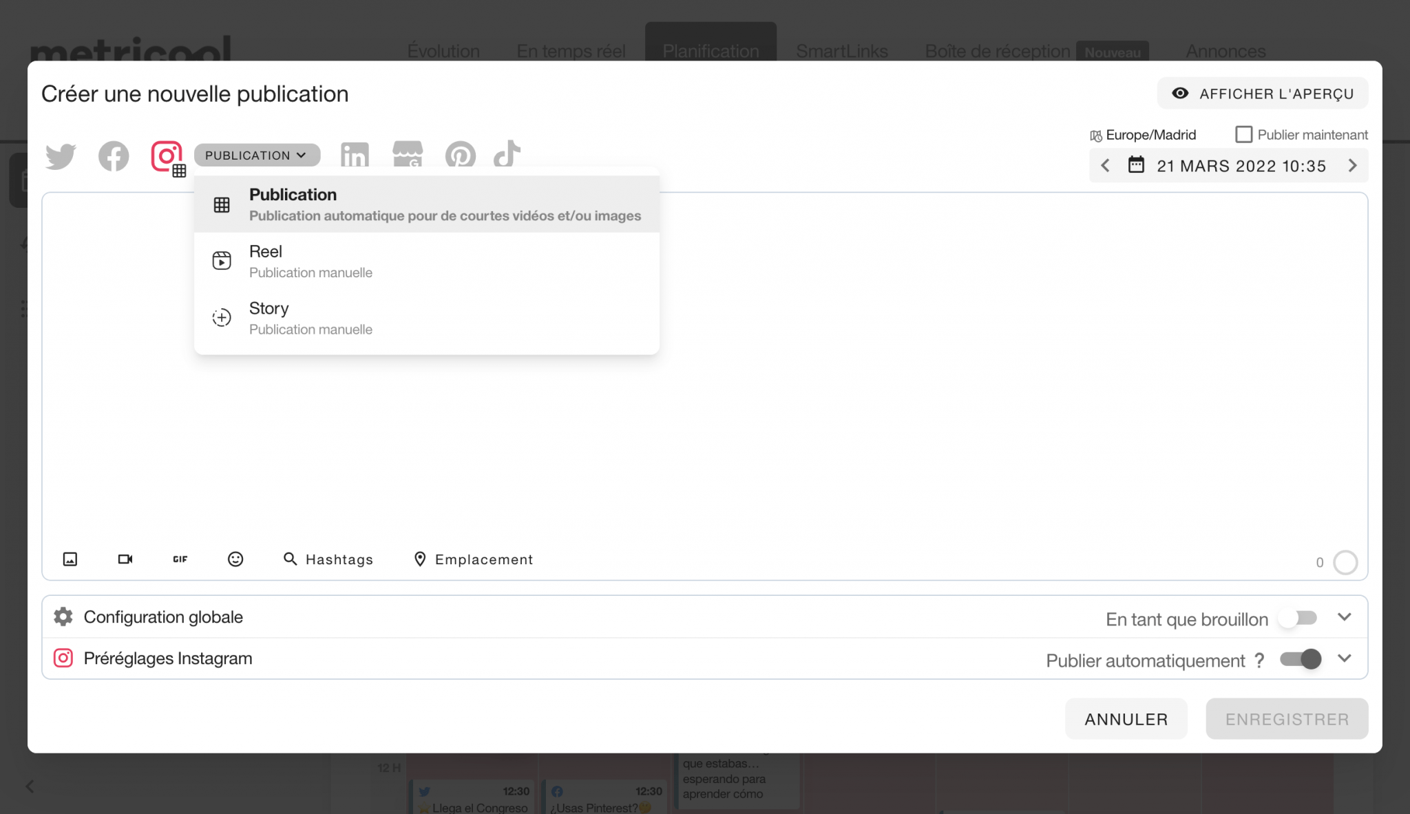 Programmer carrousel Instagram