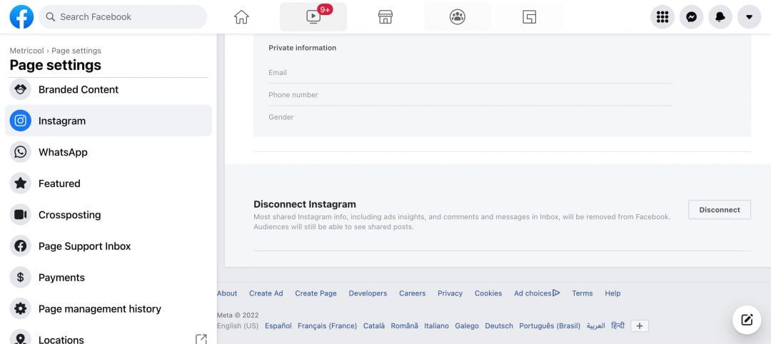 How to disconnect Facebook from my Instagram account