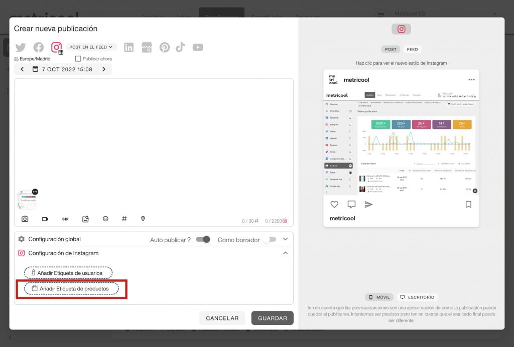 Instagram con Metricool: descubre todo lo que puedes hacer