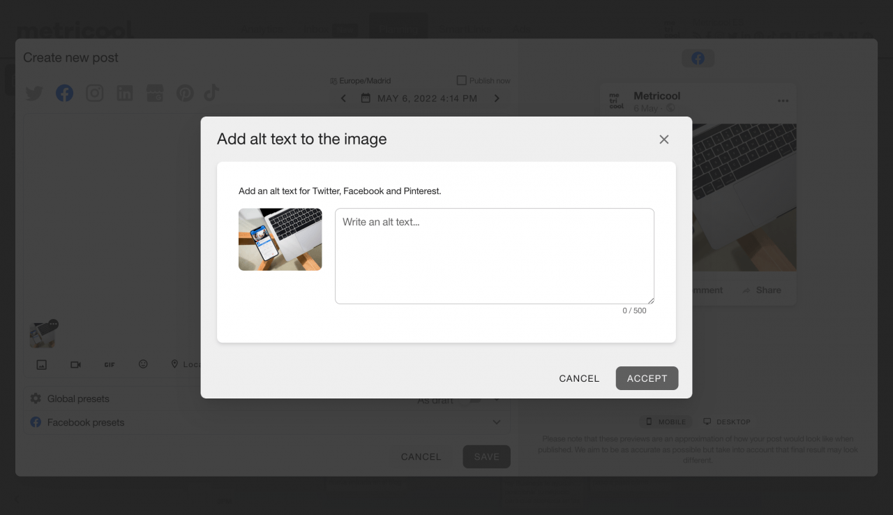 How to program posts on Facebook with Metricool