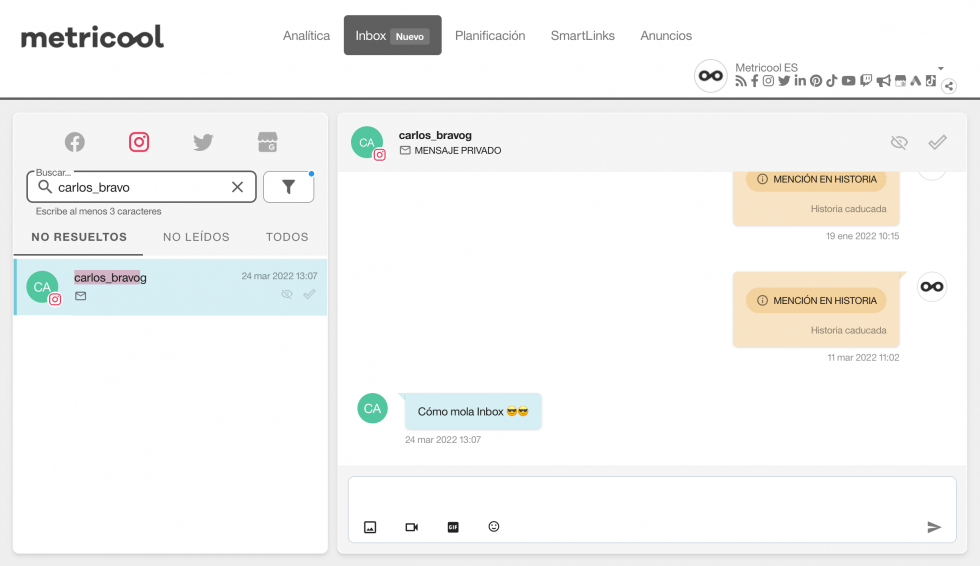 Cómo gestionar mensajes en Redes Sociales con Metricool