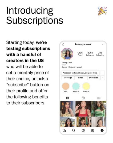 Instagram subscriptions: Exclusive content for subscribers