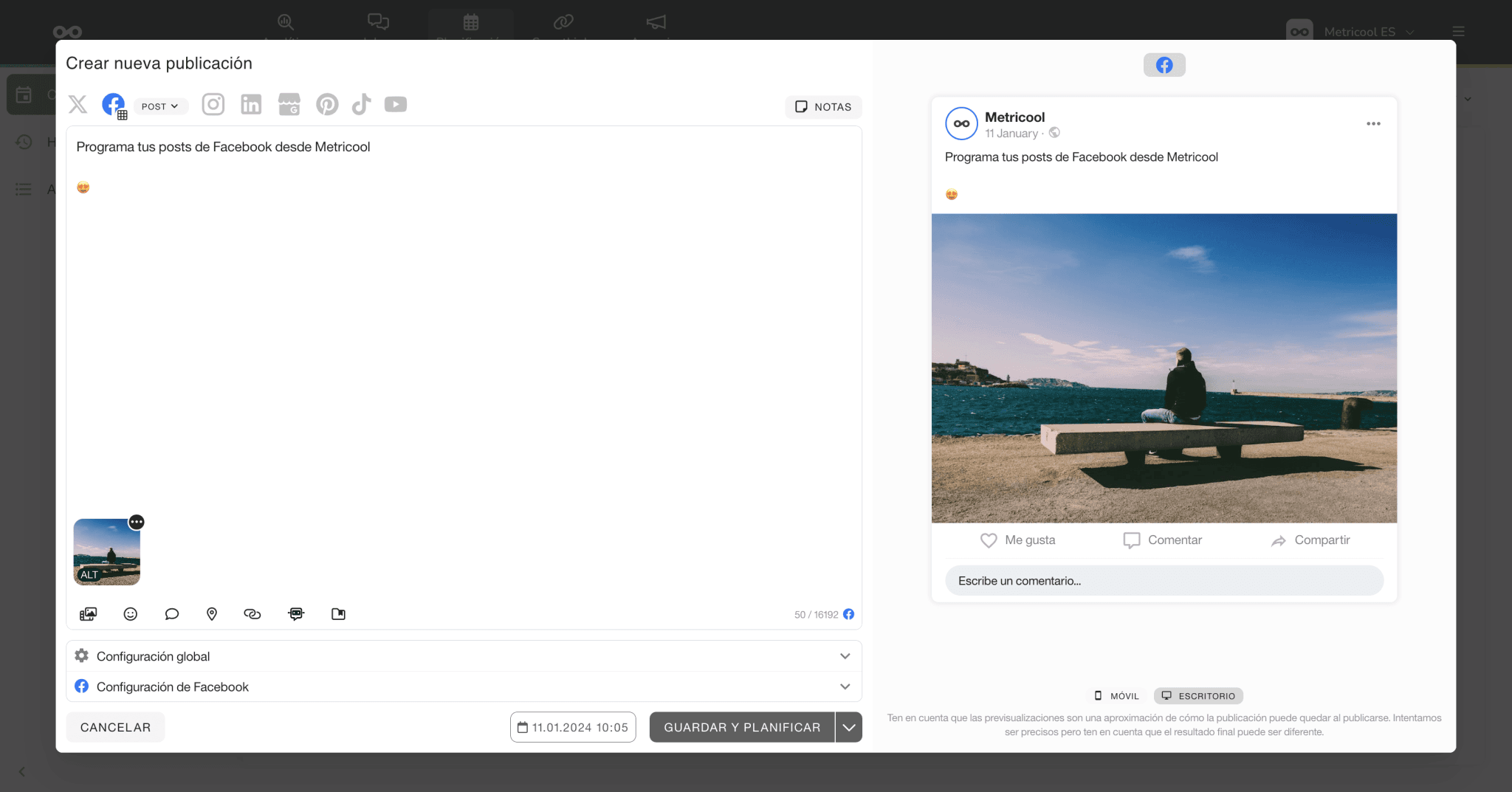 Cómo programar publicaciones en Facebook con Metricool
