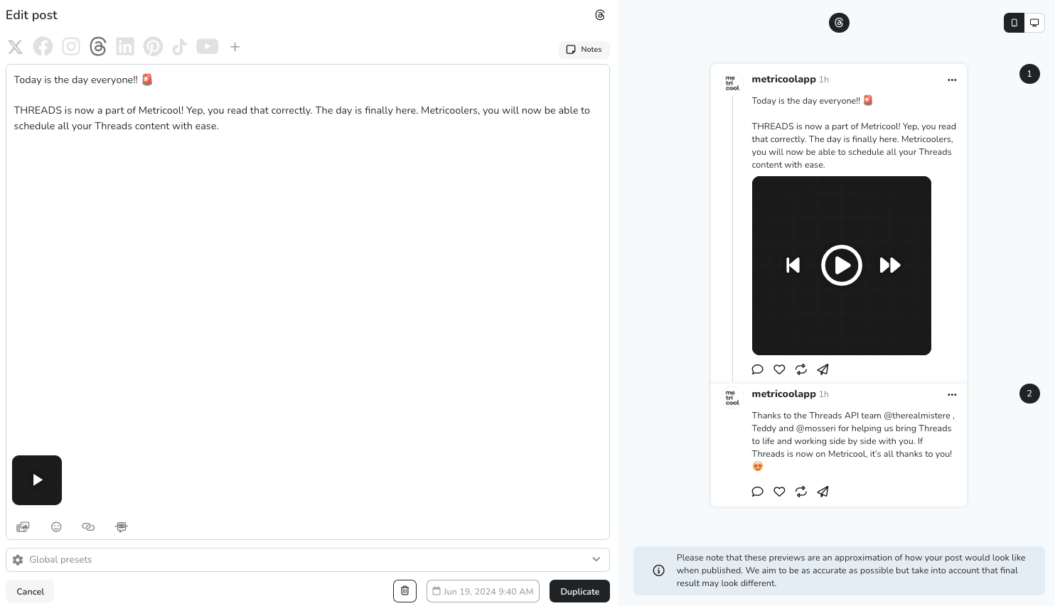 How to Schedule Threads Posts | Metricool