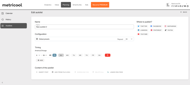 Guide to automating social networking with Metricool