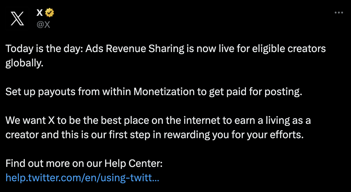 X Creator Ad Revenue Share Program | Metricool
