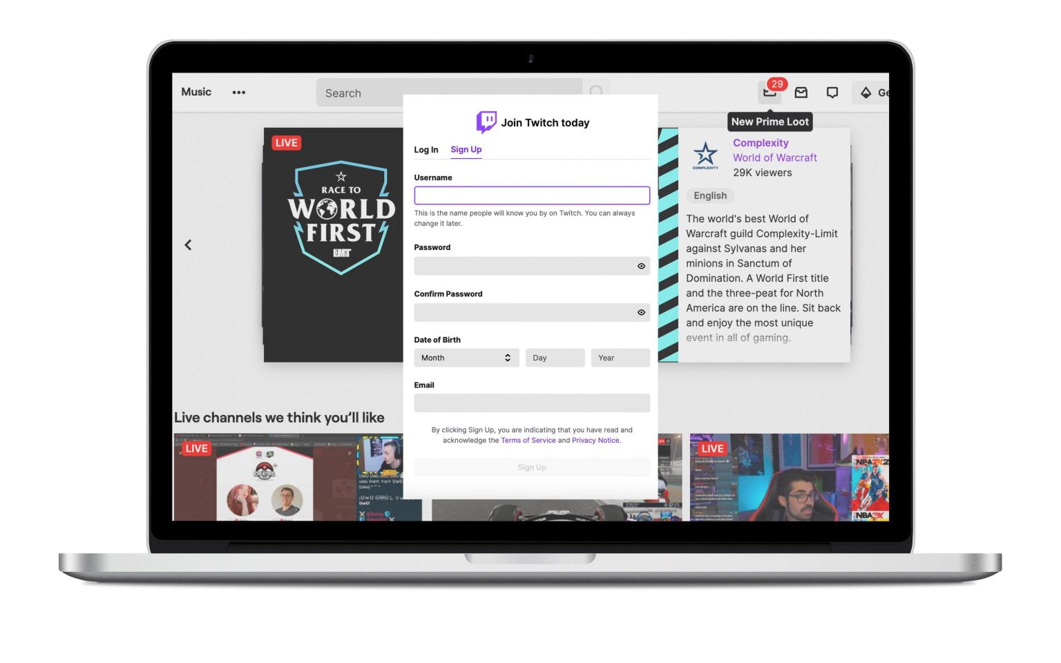 How to Sign up on Twitch from desktop or mobile step by step