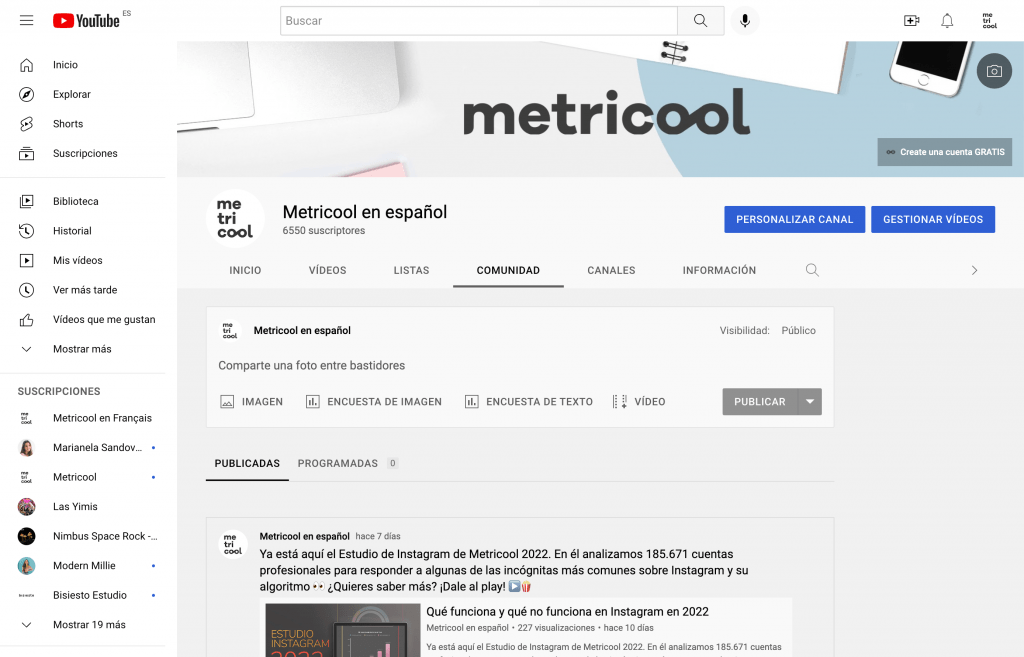 Cómo publicar en la pestaña comunidad de YouTube