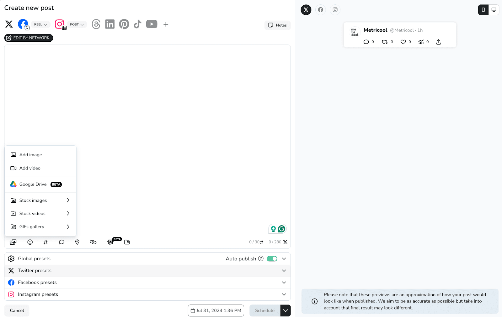 Content Planning with Metricool's Google Drive Integration
