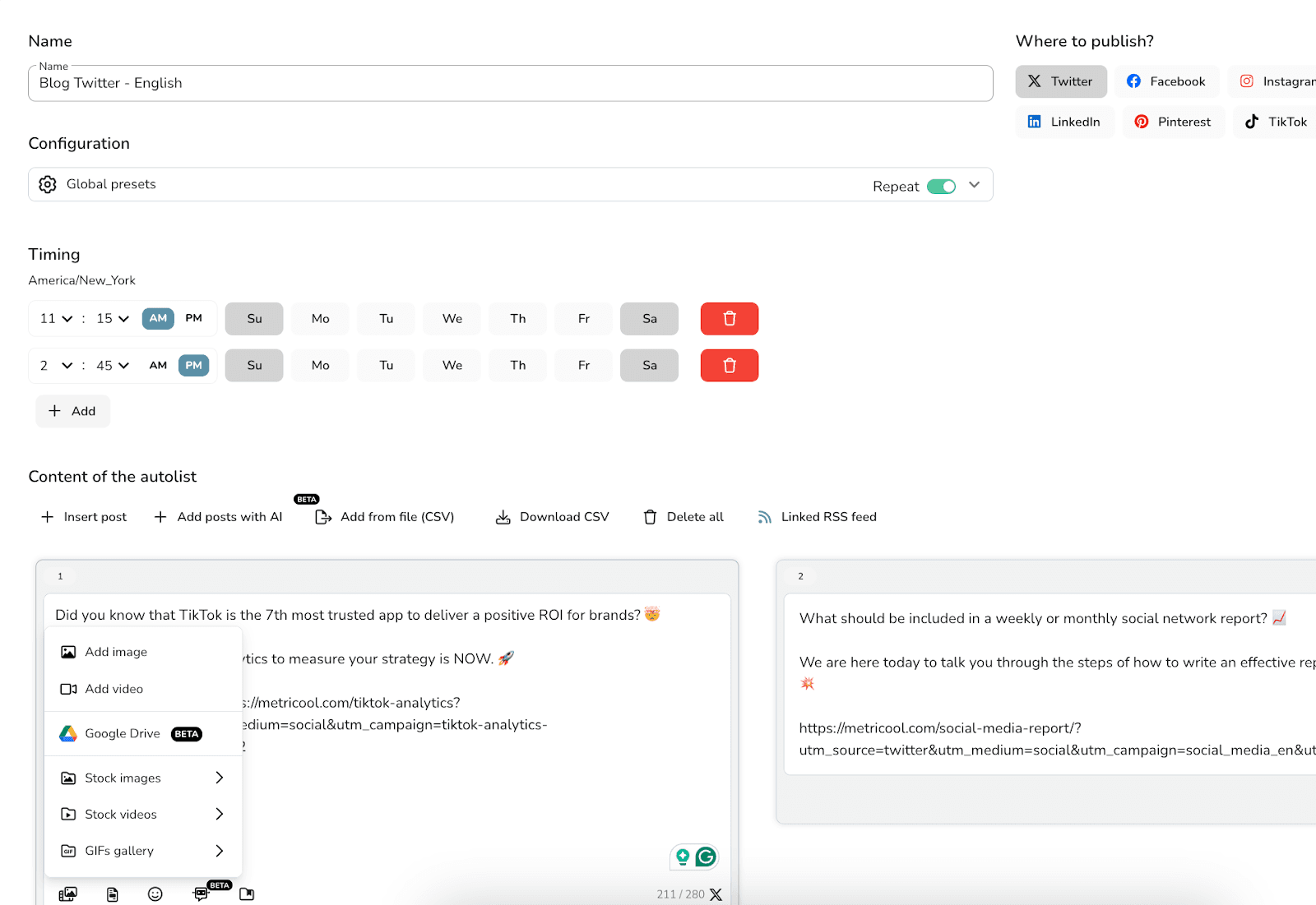 Content Planning with Metricool's Google Drive Integration