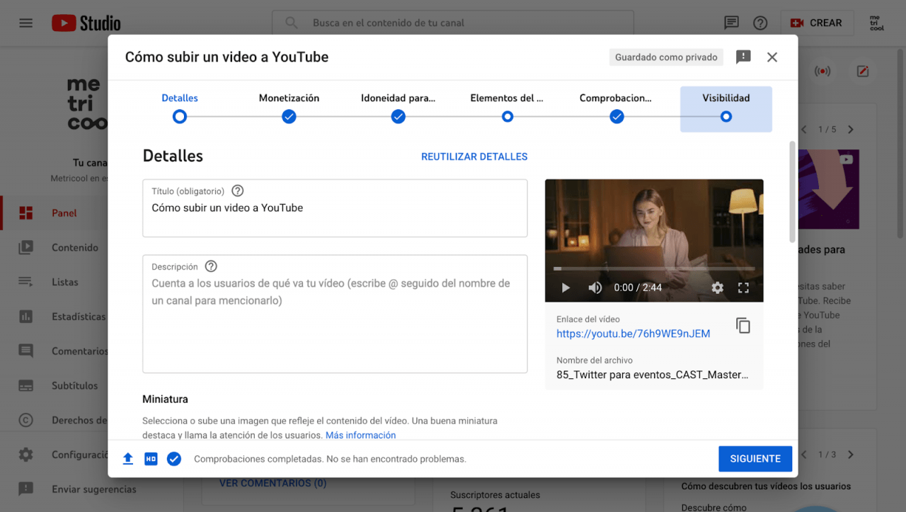 TUTORIAL para subir un video a YouTube