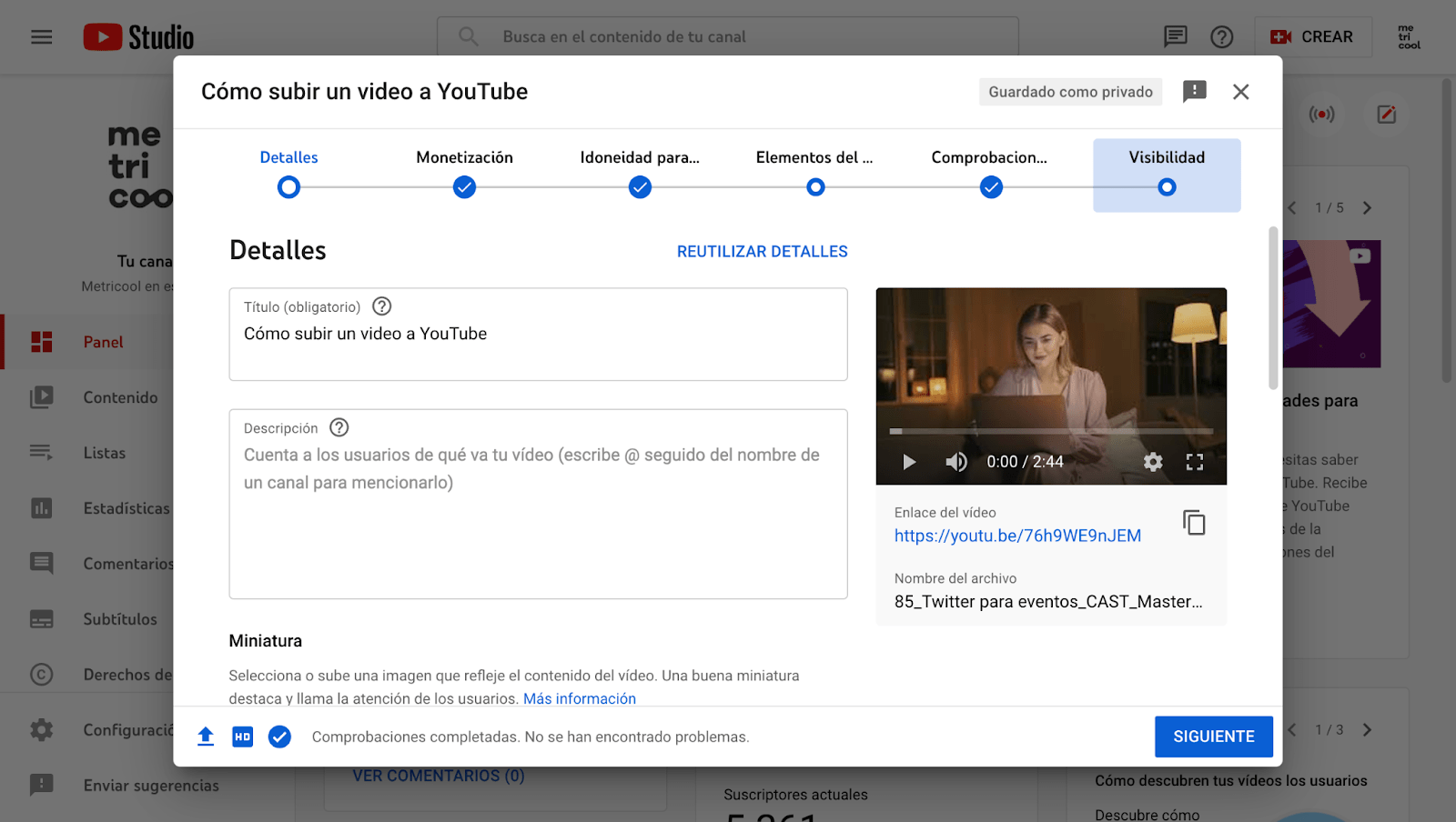 TUTORIAL para subir un video a YouTube