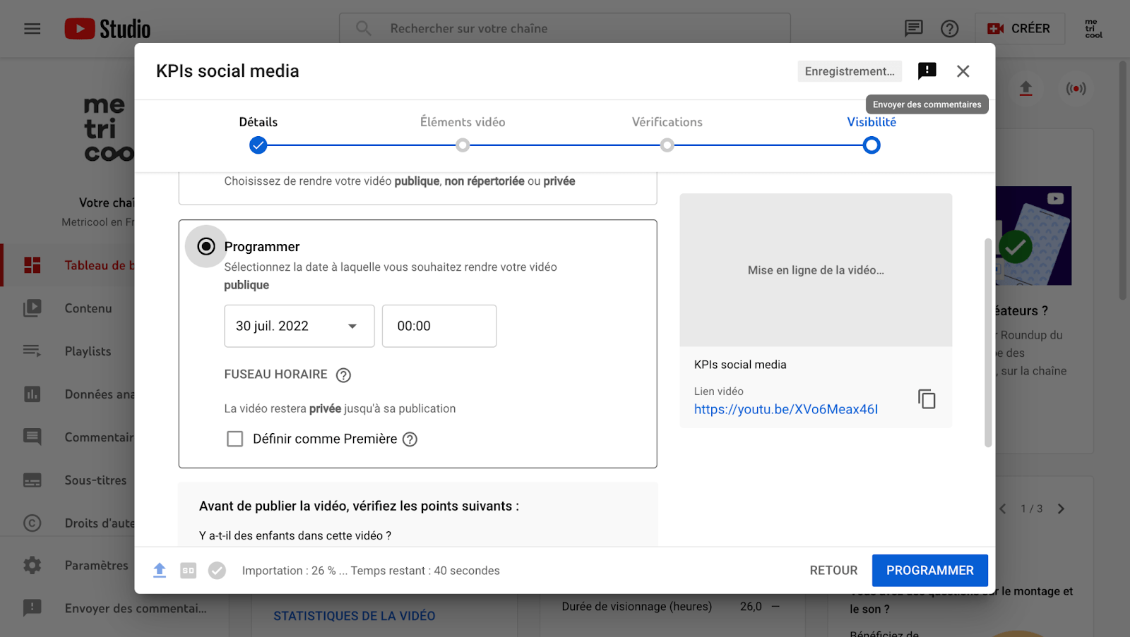 Comment programmer une vidéo sur YouTube