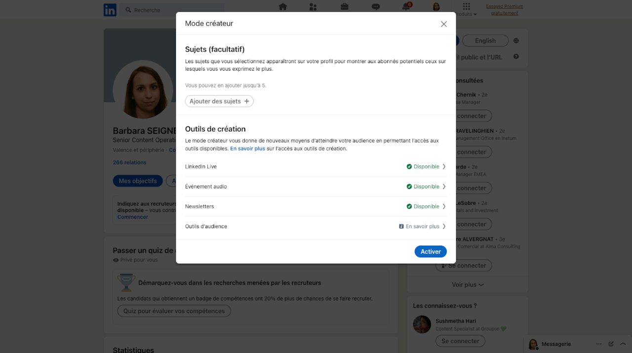 Activer le mode créateur de contenu sur LinkedIn | Metricool